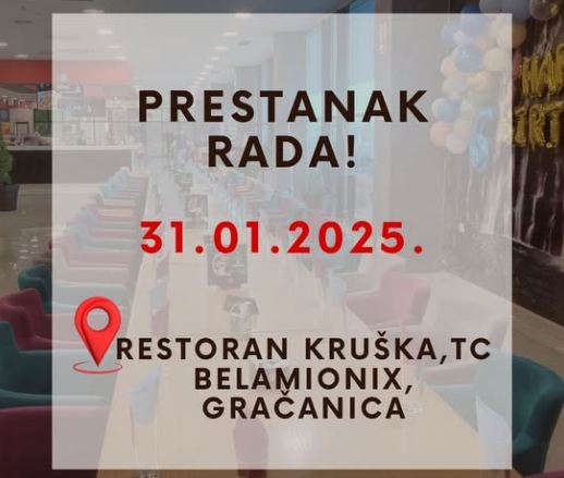 Halal restoran “Kruška” u Gračanici zatvara vrata